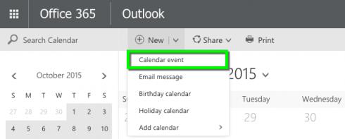 Outlook on the web - Creating a Calendar Event | Office of Information ...